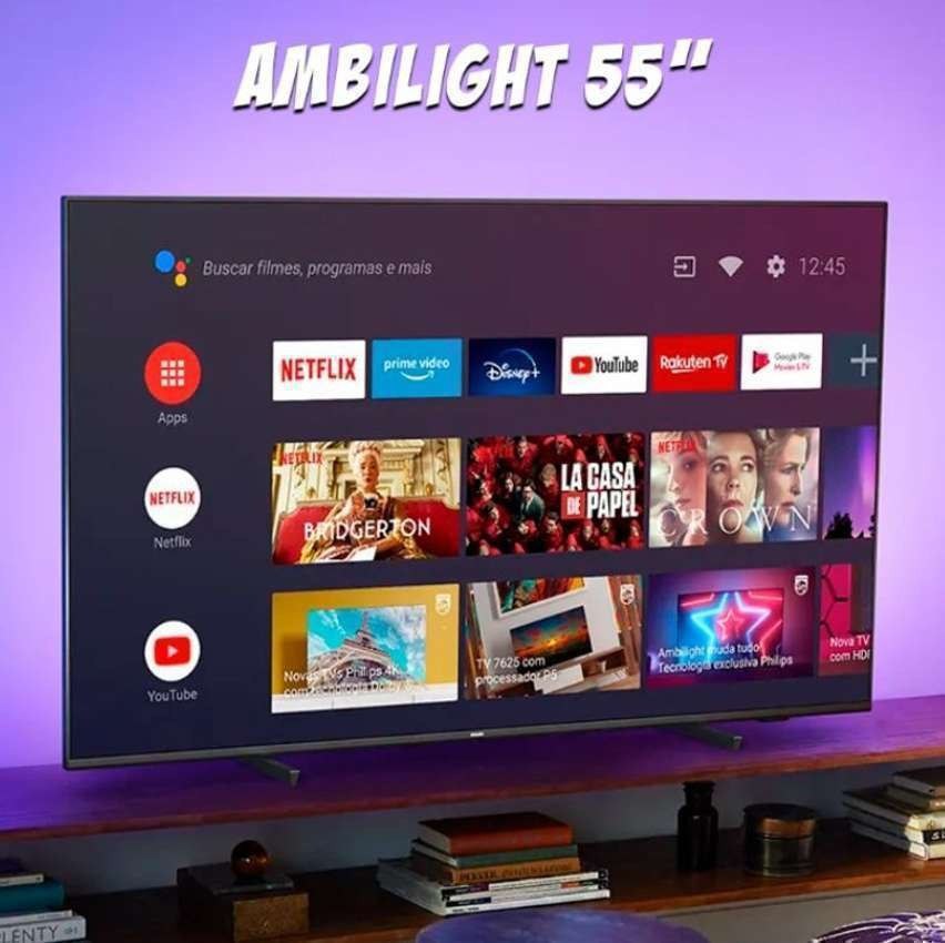 Smart TV Philips 55" Ambilight 4K UHD LED Android TV 60Hz 55PUG7906/78 ...